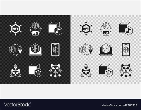 Set Nft Blockchain Technology Digital Crypto Art Vector Image