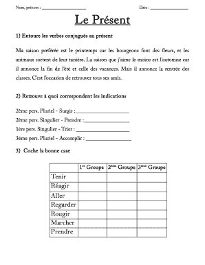 Les Verbes Du Me Groupe Au Pr Sent Pdf Fill And Sign Printable Template Online