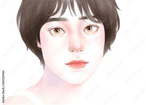 미소 짓는 여자 일러스트 Stock Illustration Adobe Stock