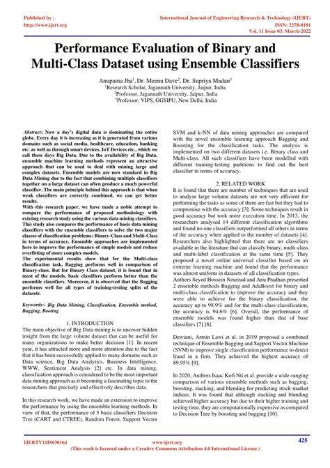 Pdf Performance Evaluation Of Binary And Multi Class Dataset Using