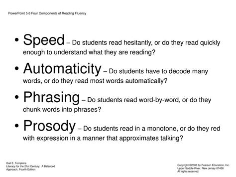Ppt Powerpoint 56 Four Components Of Reading Fluency Powerpoint