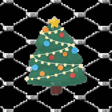 圣诞节圣诞快乐肌理感彩灯圣诞树装饰元素素材素材 花瓣网