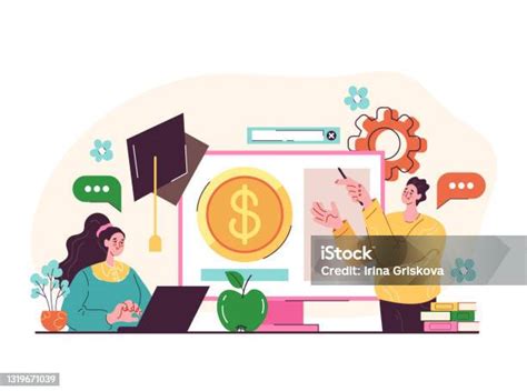 금융 문해력 교육 E러닝 전문 코칭 연구 튜토리얼 개념 벡터 그래픽 디자인 만화 현대 스타일 일러스트 금융 문해력에 대한 스톡 벡터 아트 및 기타 이미지 Istock