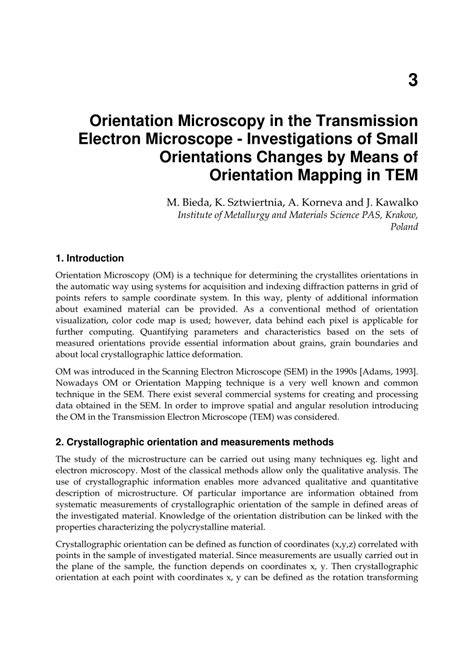 Pdf Orientation Microscopy In The Transmission Electron Microscope