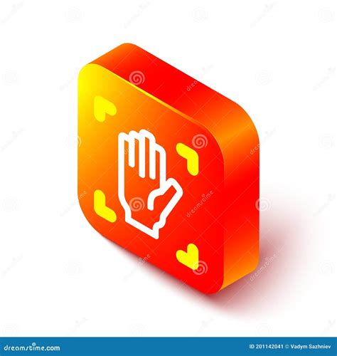 Isometric Line Palm Print Recognition Icon Isolated On White Background