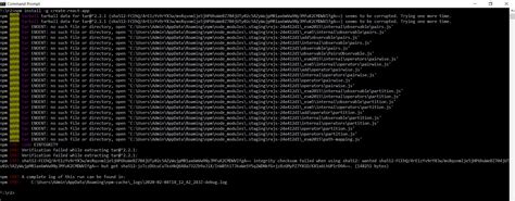 Nodejs React Installation Npm Warn Tarball Tarball Data For Tar221 Npm Err Code