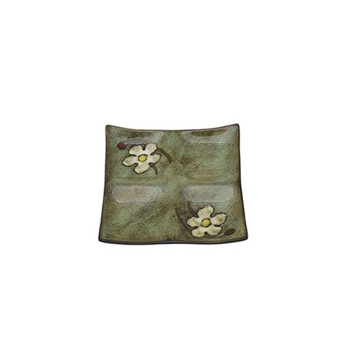 도자기 정사각 4절 나눔접시 중 1p 그린 티몬