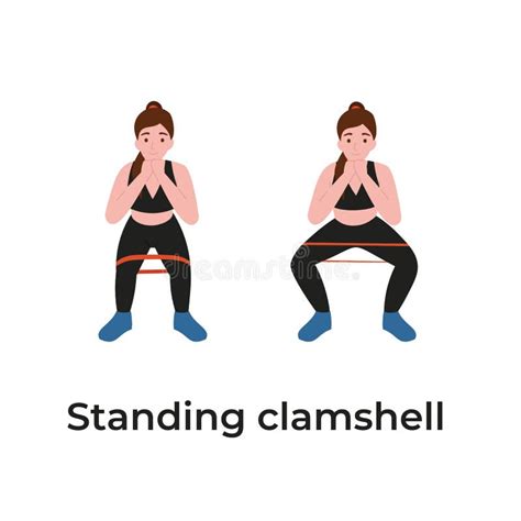 Standing Clamshell Booty Workout With Resistance Bands Stock Vector Illustration Of Bands