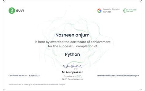 Nazneen Anjum On Linkedin Guvicertified Python Revauniversity Engineering