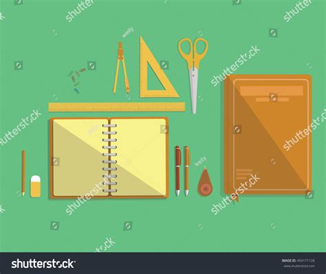 Set School Materials Vector Illustration Flat Stock Vector Royalty Free 454171126 Shutterstock