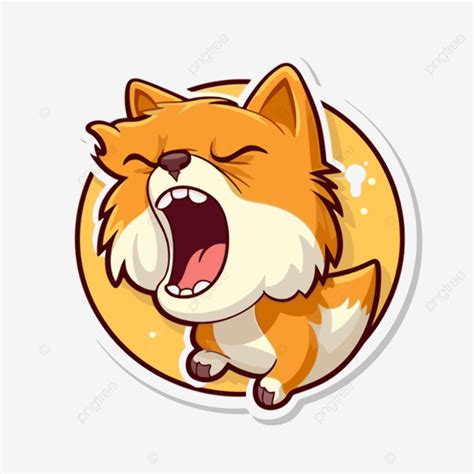 귀여운 만화 웃는 여우 스티커 캐릭터 벡터 입을 크게 벌린 상표 만화 Png 일러스트 및 벡터 에 대한 무료 다운로드 Pngtree