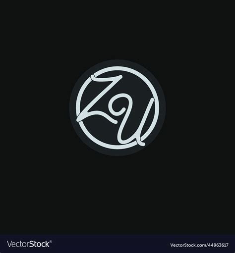 Initials Zu Logo Monogram With Simple Circle Line Vector Image
