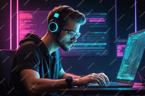 Premium Photo Programmer Or Coder Programming On Computer Text Of Code Of Program Portrait Man