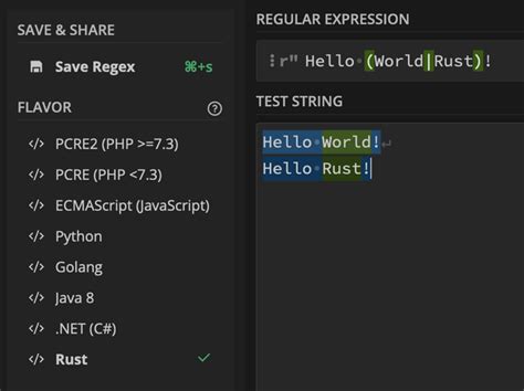 Media Regex101 Now Supports Rust Rrust