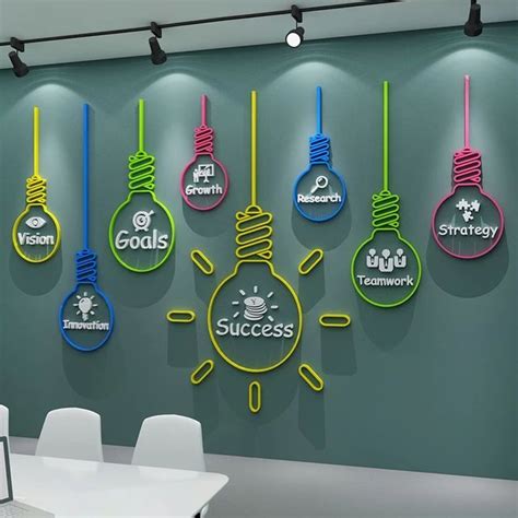 Colorful Light Bulb Creative Wall Sticker Motivational Slogan Decals