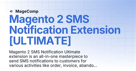 Magento 2 Sms Notification Extension Ultimate Magecomp
