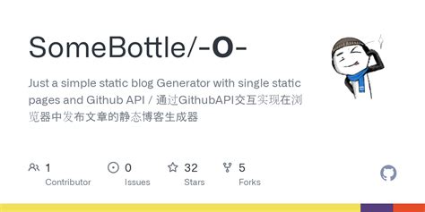 GitHub SomeBottle O Just A Simple Static Blog Generator With Single Static Pages And Github