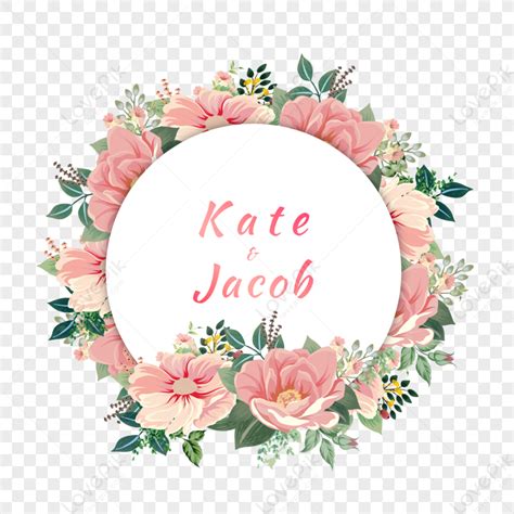 핑크 꽃 일러스트 결혼식 화환 테두리 요소창의성정원 Png 일러스트 무료 다운로드 Lovepik