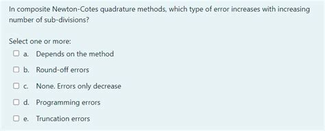 Solved In Composite Newton Cotes Quadrature Methods Which