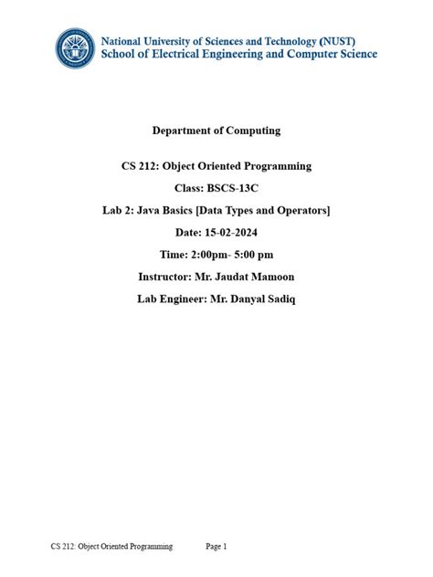 Lab 2 Bscs 13c Oop Questions Pdf Data Type Computer Programming