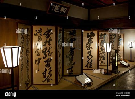 Sosho Cursive Style Calligraphy Script Written On Folding Screen
