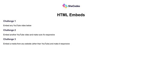 HTML Embeds Challenge Codesandbox