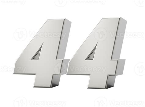 silver 3d numbers 44 forty four 3d illustration 45926452 png