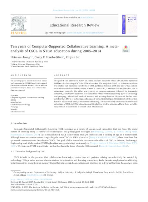 Pdf Ten Years Of Computer Supported Collaborative Learning A Meta