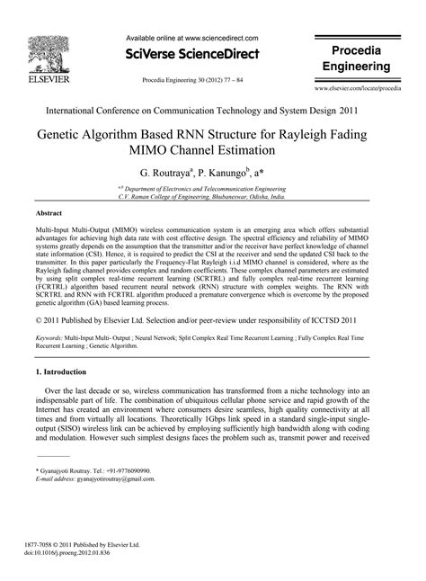 Solution Genetic Algorithm Based Rnn Structure For Rayleigh Fading