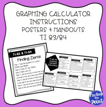 TI Graphing Calculator Instructions Posters And Handout TI 83 And 84