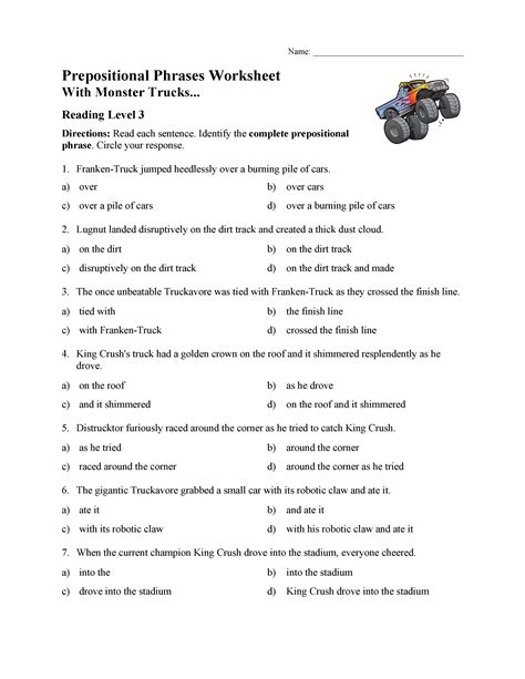 Prepositional Phrases Worksheet 1 Reading Level 3 Preview