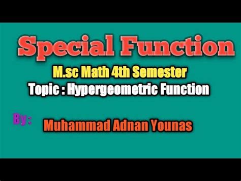 Hypergeometric Function YouTube