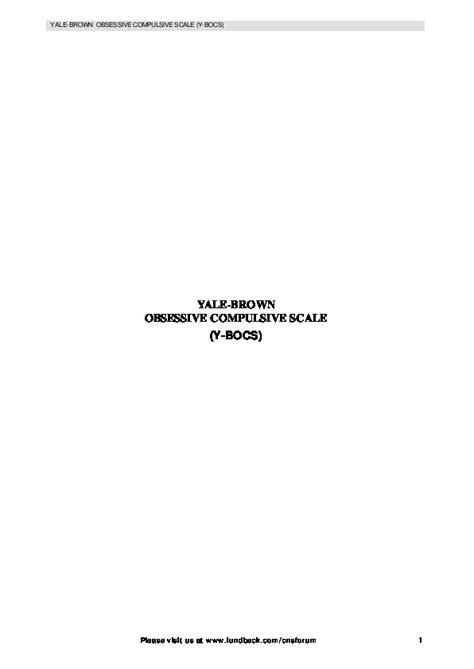 Obsessive Compulsive Scale Yale Brown Pdfcoffee Com