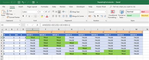 help on formula to display repeating entries r excel