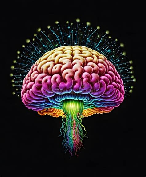 Illuminated Human Brain With Abstract Elements Ai Generated Stock Image