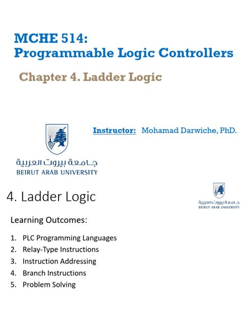 Chapter 4 Ladder Logic Diagram Updated Pdf Programmable Logic