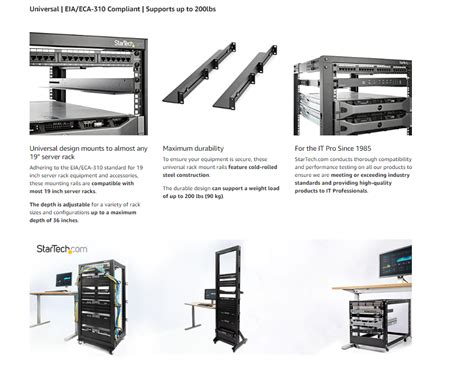 1u 19in Server Rack Rails 24 36in Deep Universal 4 Post