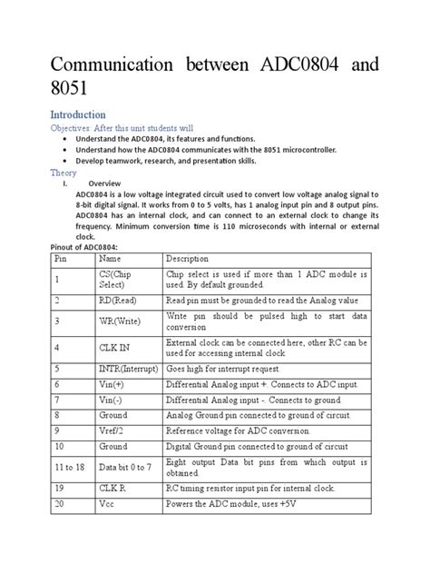 Communication Between Adc0804 And 8051 Pdf