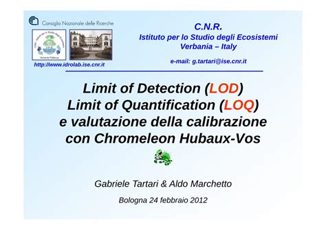 pdf limit of detection lod limit of quantification loq e