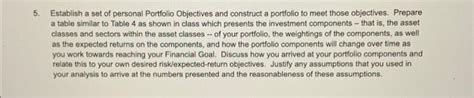 Solved Establish A Set Of Personal Portfolio Objectives And Chegg Com