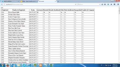 Php Agregar Input Radio A Una Tabla De Manera Horizontal Stack
