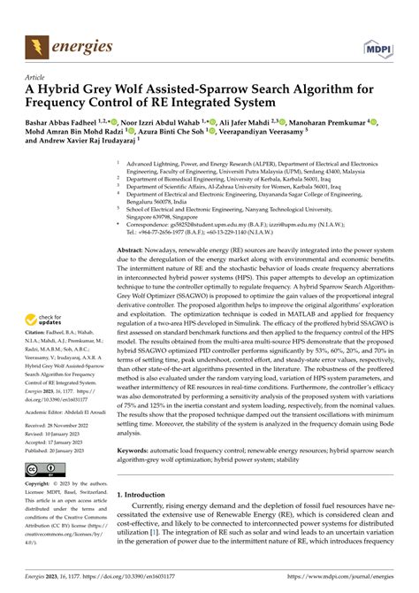 Pdf A Hybrid Grey Wolf Assisted Sparrow Search Algorithm For