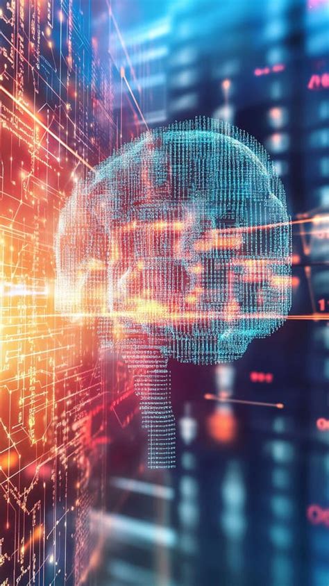 Digital Abstract Background With Neural Networks And Encryption Themes