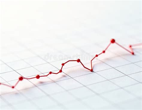 Red Line Graph Showing Growth And Fluctuation On White Grid Paper Stock Illustration