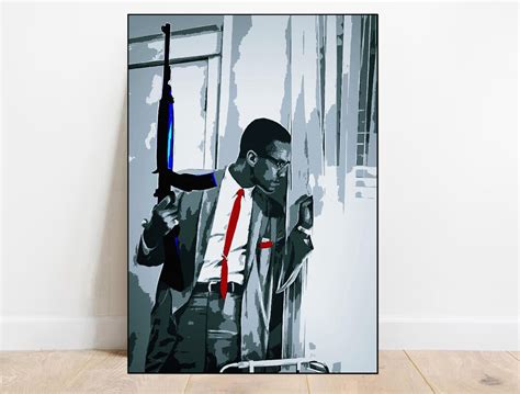 Malcolm X Portrait Digital Download Printable Malcolm X Art Print Black And White Art Black