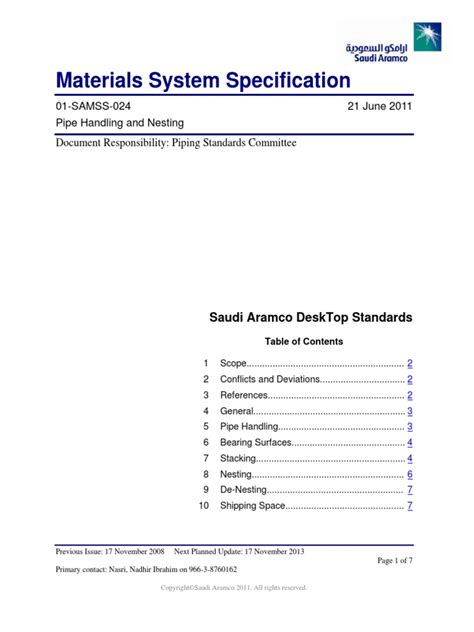 01 Samss 024 Pdf Strength Of Materials Specification Technical Standard