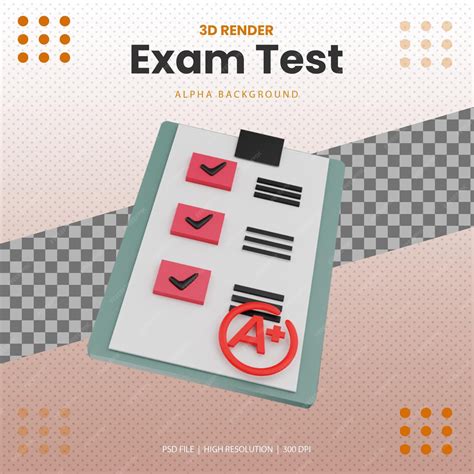 Premium Psd 3d Render Exam Test Score Illustration