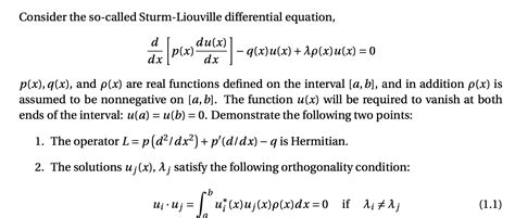 Consider The So Called Sturm Liouville Differential