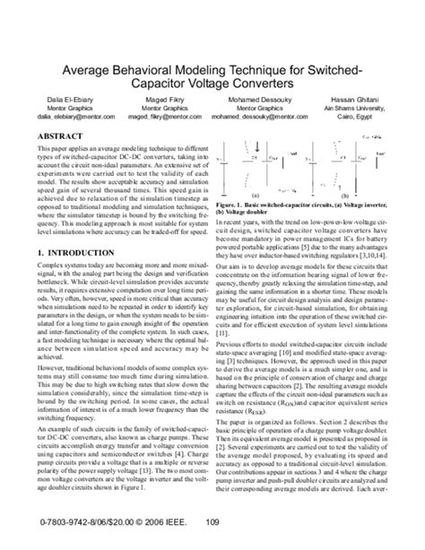 Pdf Average Behavioral Modeling Technique For Switched Capacitor Voltage Converters