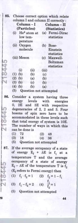 85 Choose Correct Option Which Relate Column I And Column Ii Correctly